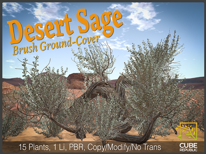 Second Life Marketplace - PBR Desert Sage Sagebrush Bushes, desert, western ground cover landscaping